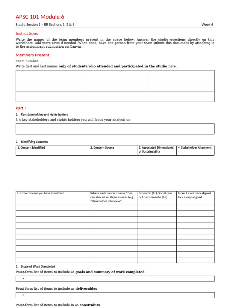 APSC101 M6 W6 Studio Template 2024W | PDF