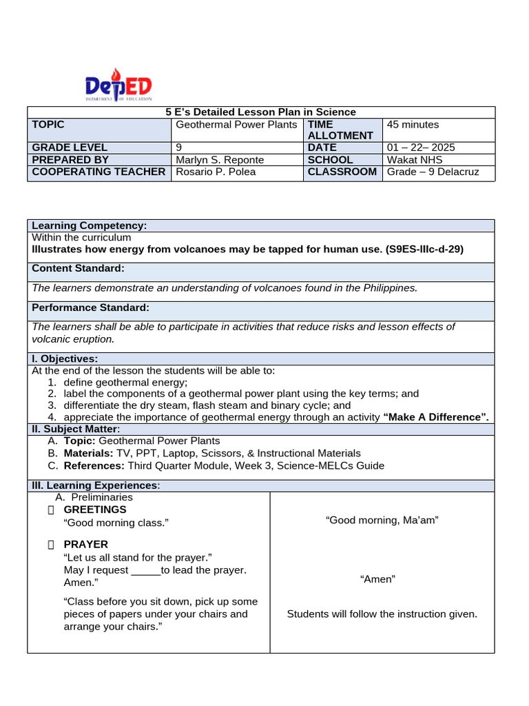 lesson-plan | PDF | Geothermal Energy | Steam