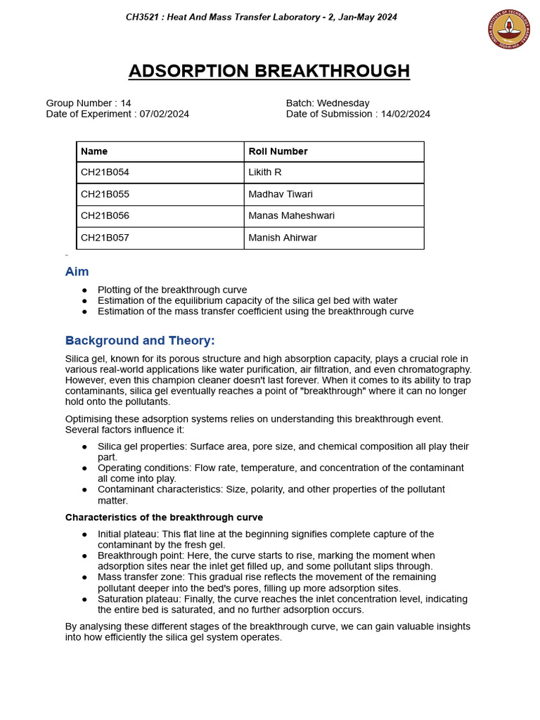 Adsorption Breakthrough 1 | PDF | Adsorption | Humidity