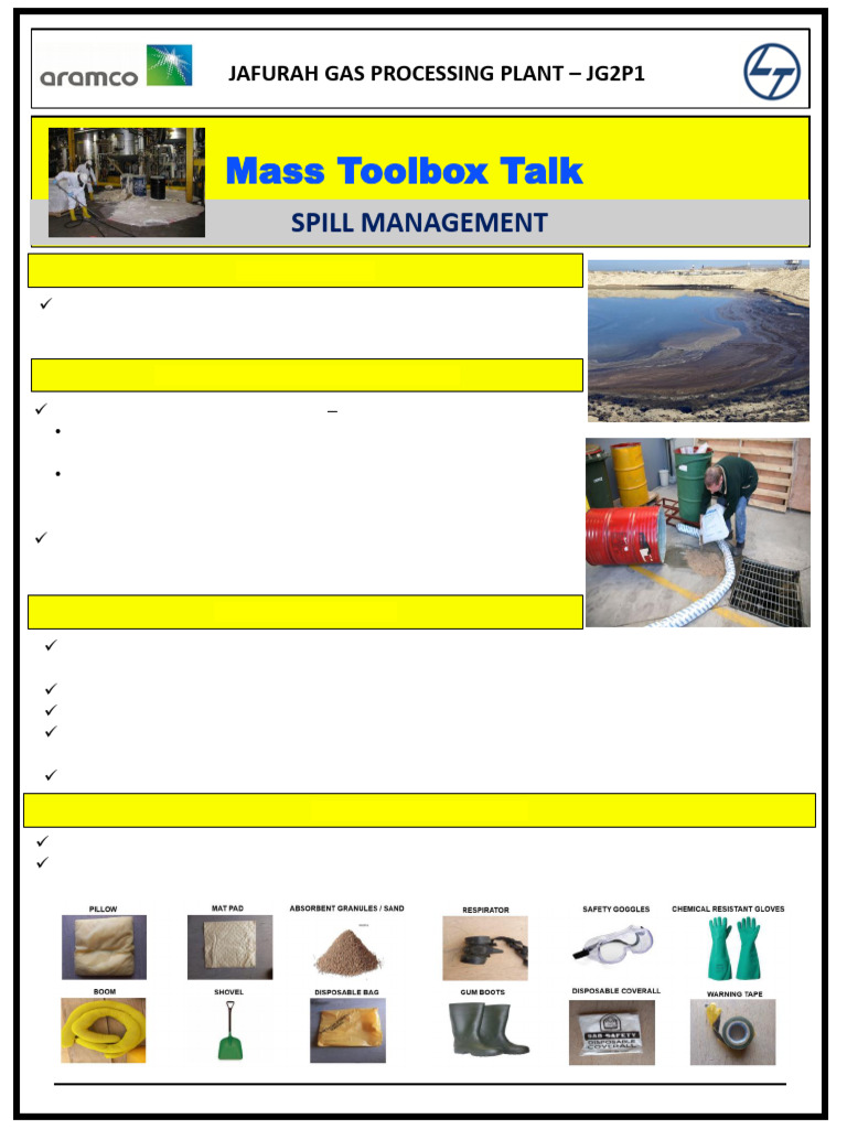 Spill Management Guidelines for JG2P1 | PDF