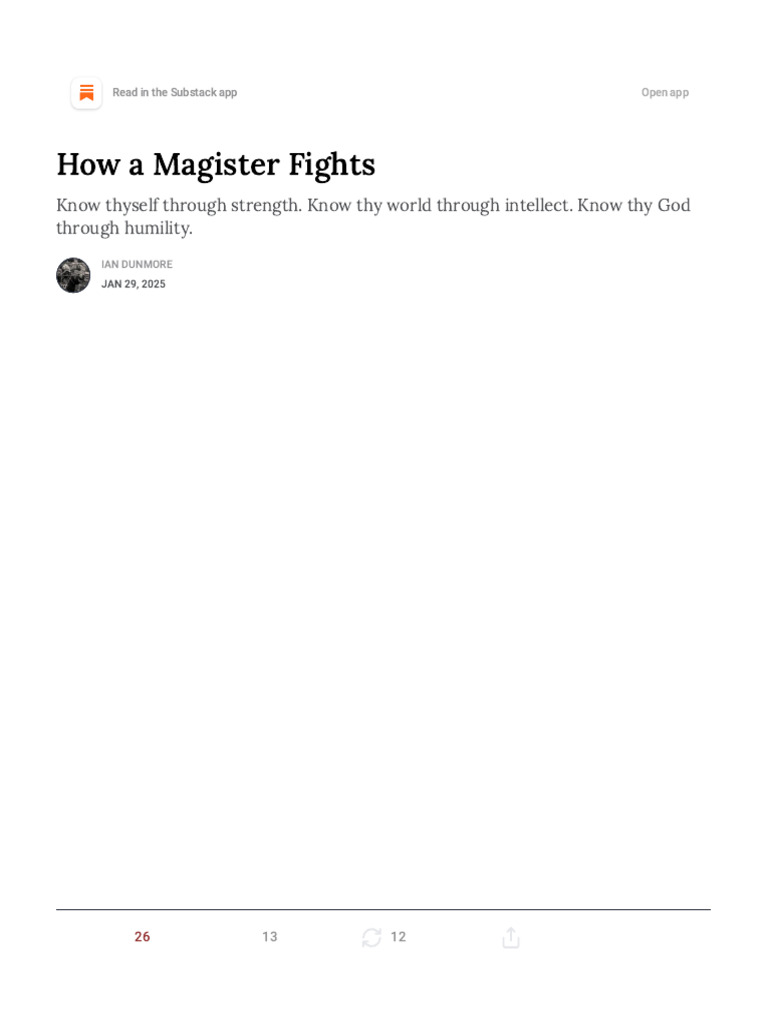 How A Magister Fights - by Ian Dunmore - Dunmore Dispath | PDF | Humility