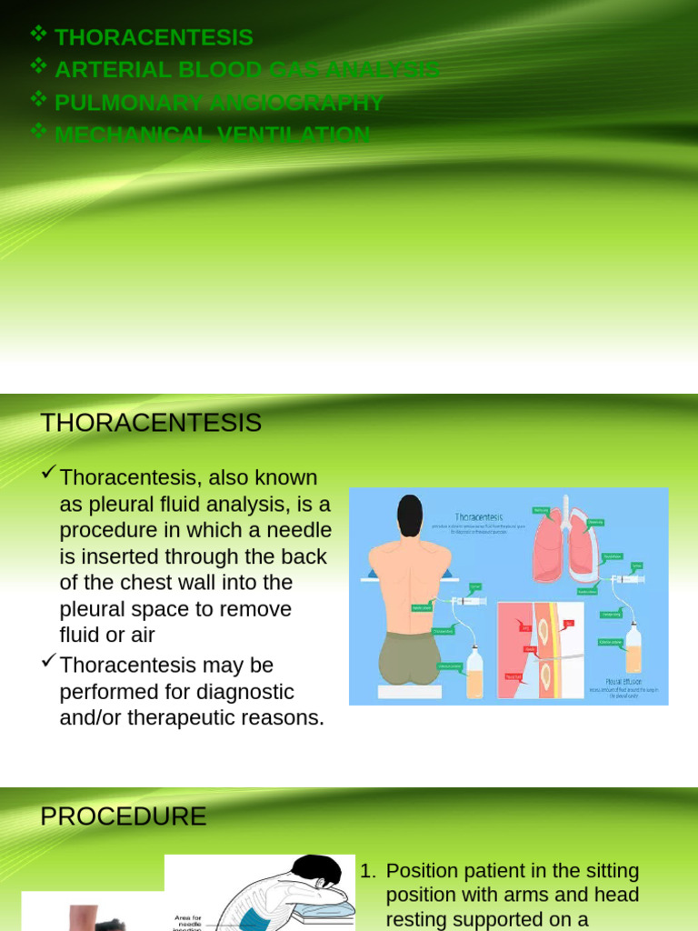 Thoracentesis Abg Pulmo Angiography Mech Vent | PDF | Angiography ...