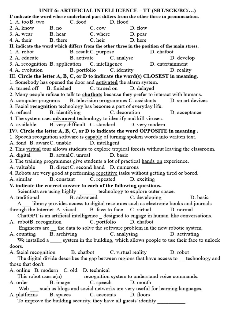 Unit 6 Artificial Intelligence Sbt Bc Sgk Pdf Artificial