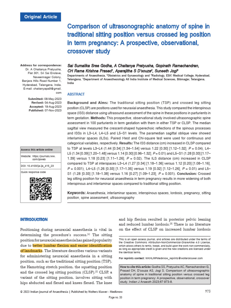 Comparison of Ultrasonographic Anatomy of Spine In.4 | PDF | Vertebra ...