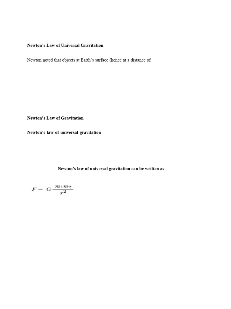 Newtons Universal Gravitation 2 | PDF | Newton's Law Of Universal ...