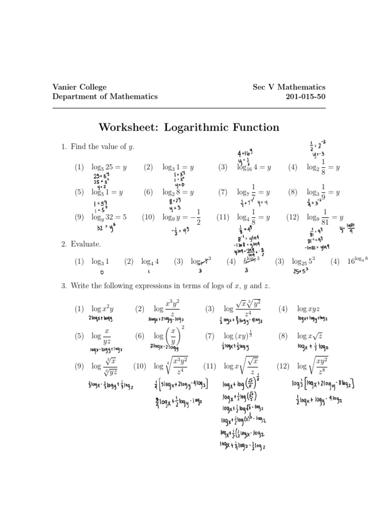 Exercises LogarithmicFunction 2 | PDF | Logarithm | Mathematical Analysis