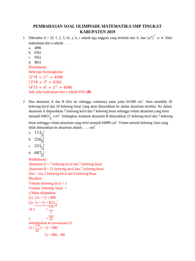PEMBAHASAN_SOAL_OLIMPIADE_MATEMATIKA_SMP | PDF