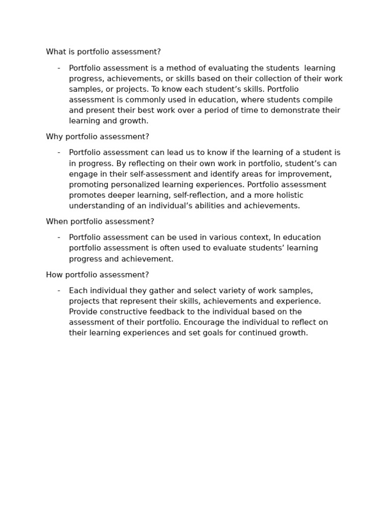 Understanding Portfolio Assessment in Education | PDF