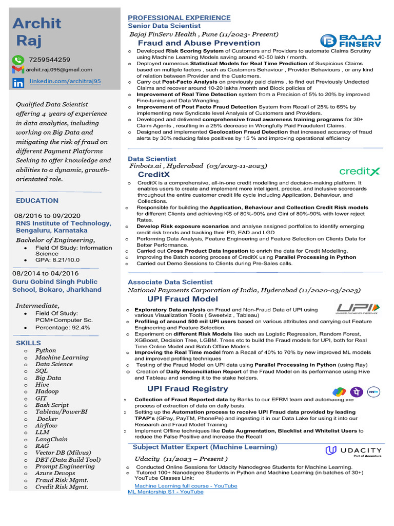 Data Scientist Resume Sample | PDF | Data Science | Credit Card