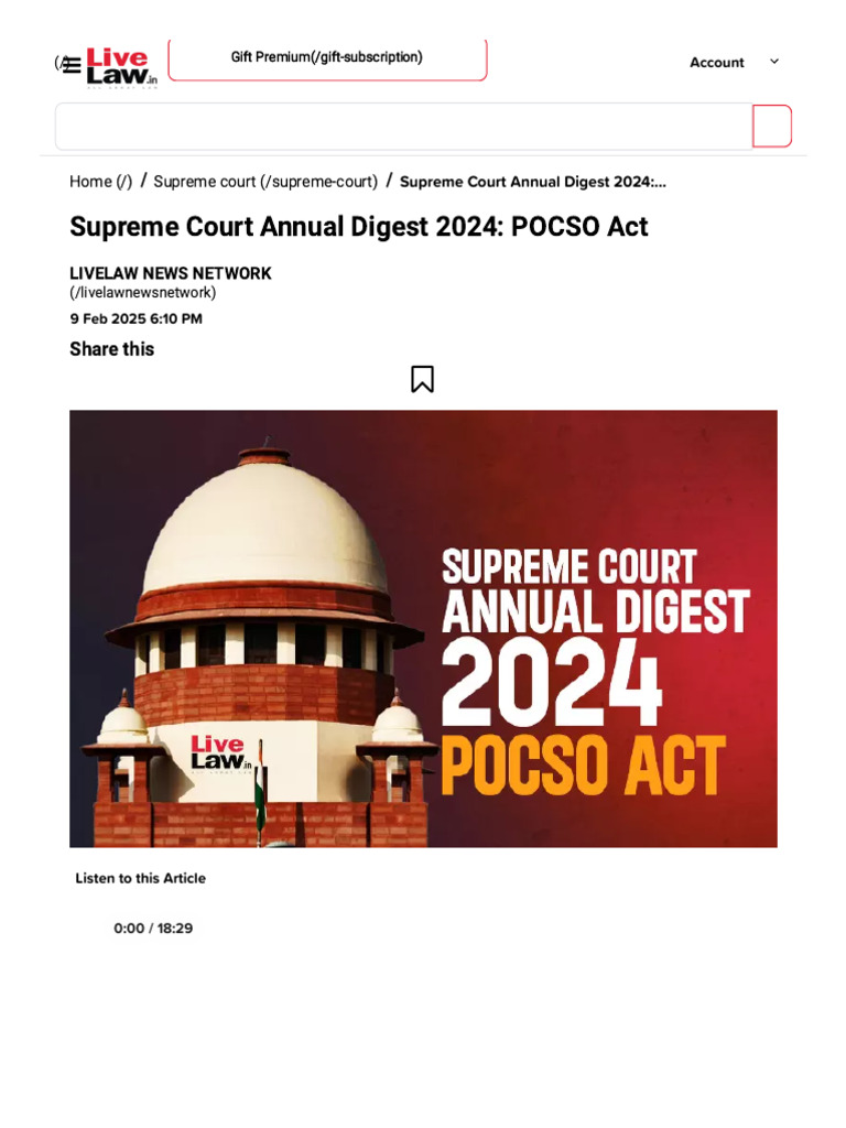 Supreme Court Annual Digest 2024_ POCSO Act | PDF | Bail | Crimes