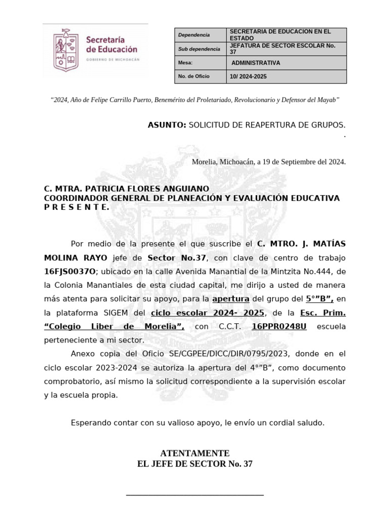 Solicitud de Apertura de Grupos | PDF