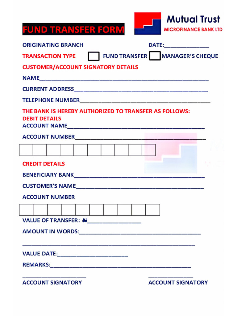 Mutual Trust MFB Refund Form | PDF