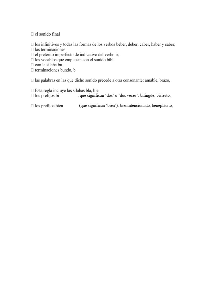 Ortografía. Uso de La B | PDF