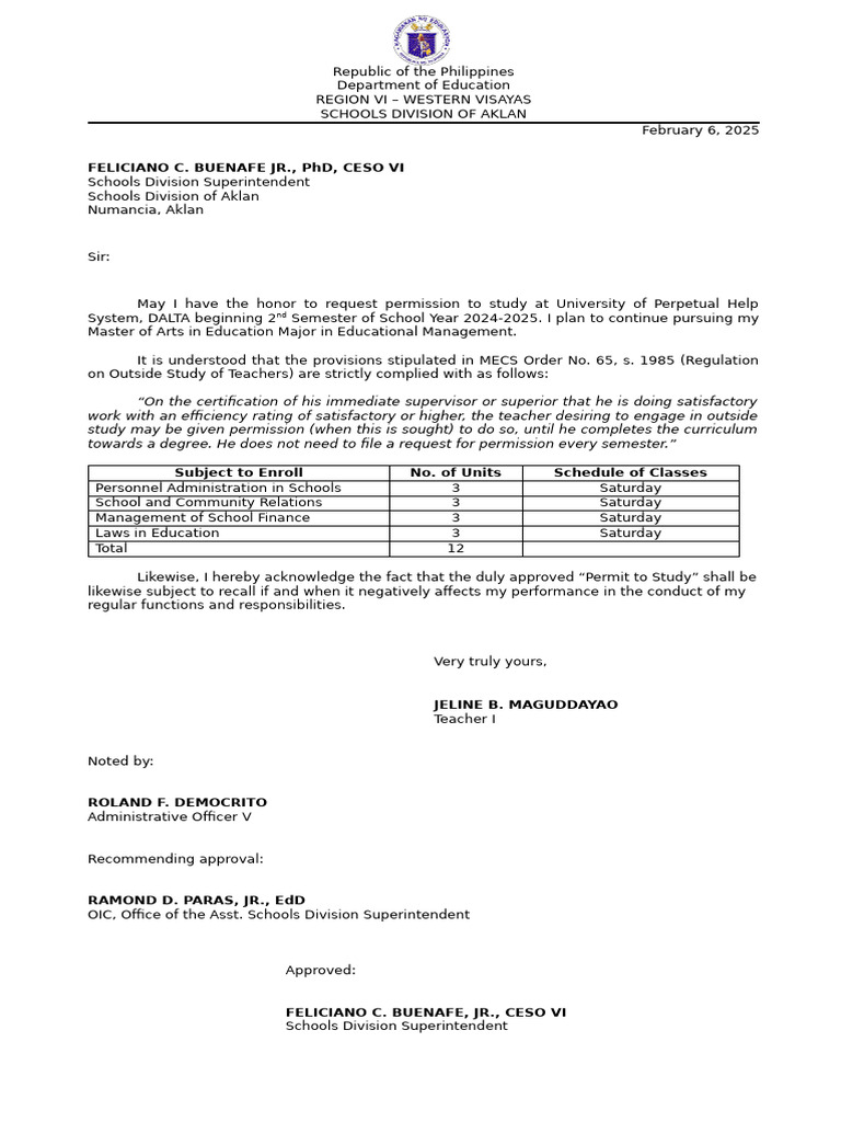 Request for Study Permit in Education | PDF