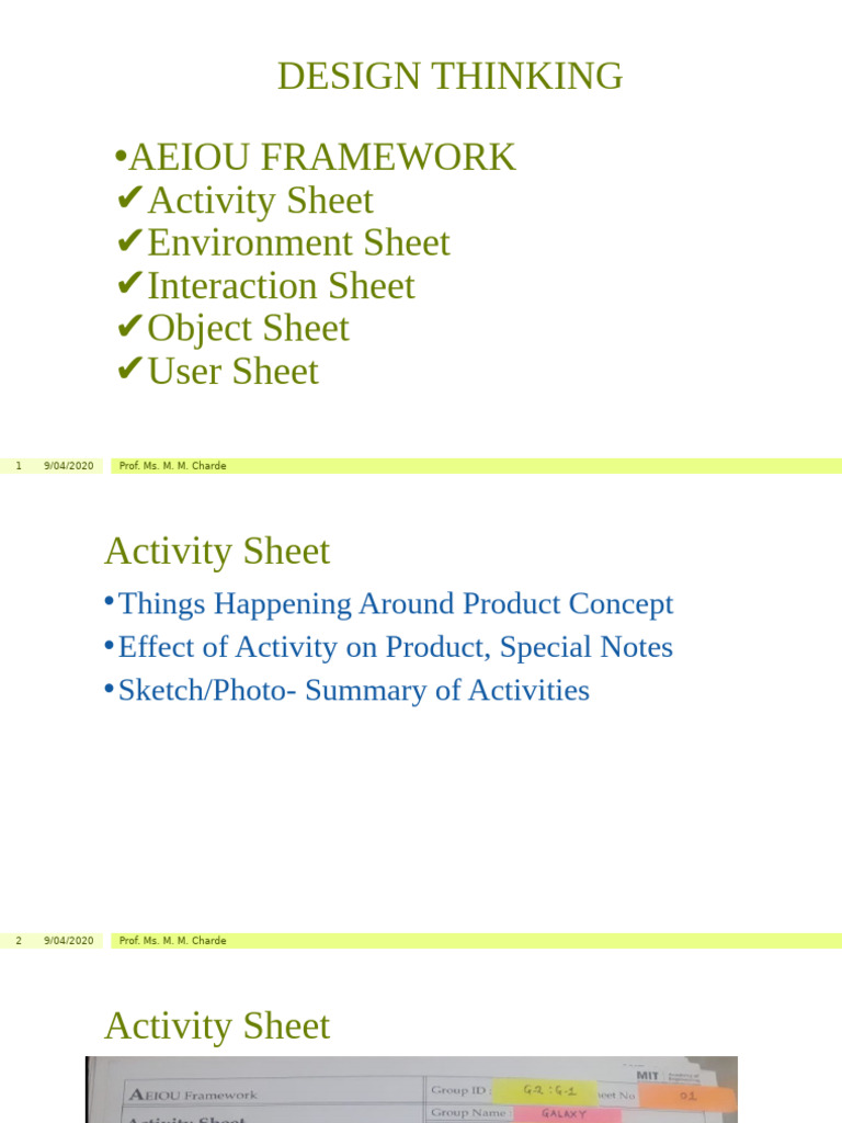 Design Thinking - Sample Sheets Activity Chart REFRENCE MDG | PDF