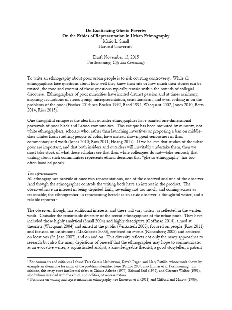 Small 2015, De-Exoticizing Ghetto Poverty | PDF | Ethnography | Empathy