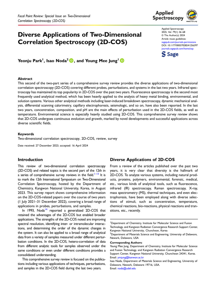 Applications of 2D-COS in Science | PDF | Pyrolysis | Spectroscopy