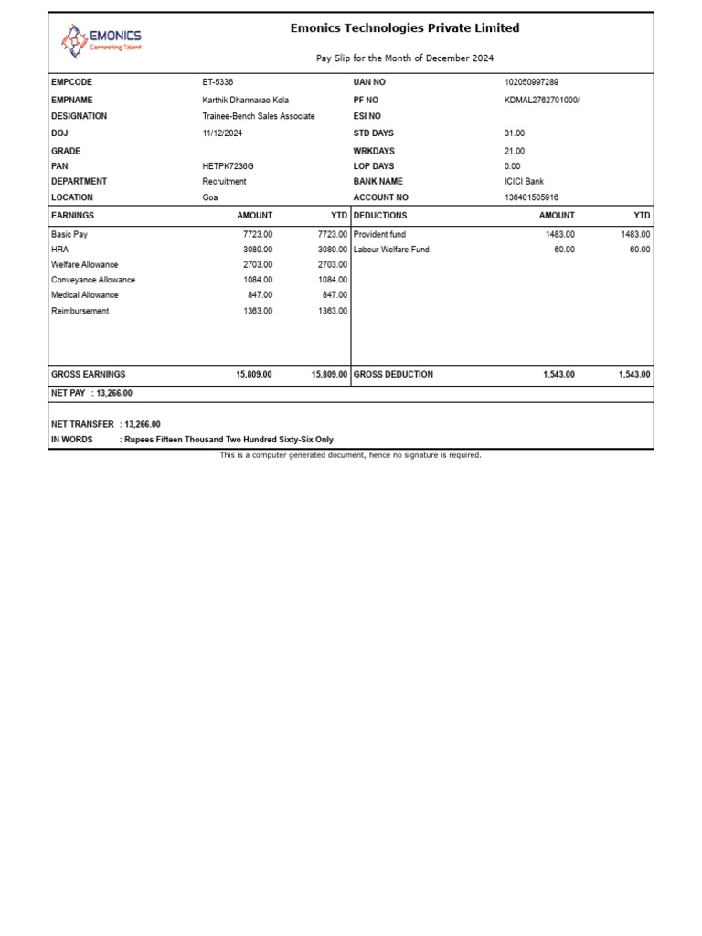 ET-5336 Payslip Dec2024 | PDF