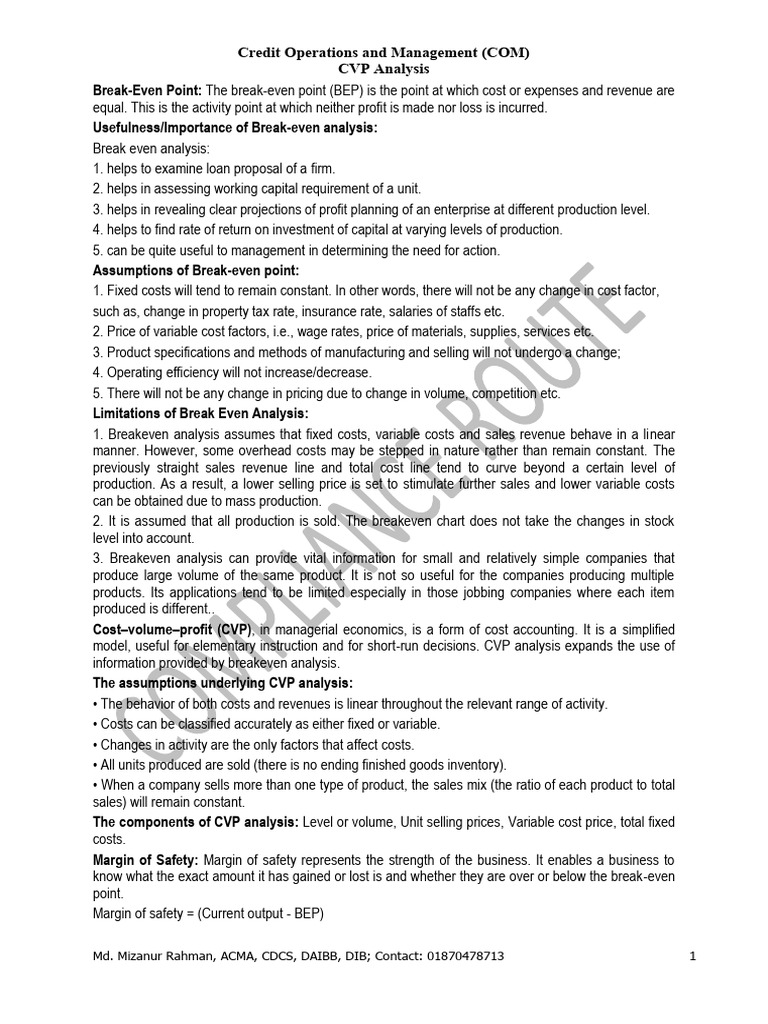 Math on CVP | PDF | Financial Accounting | Management Accounting