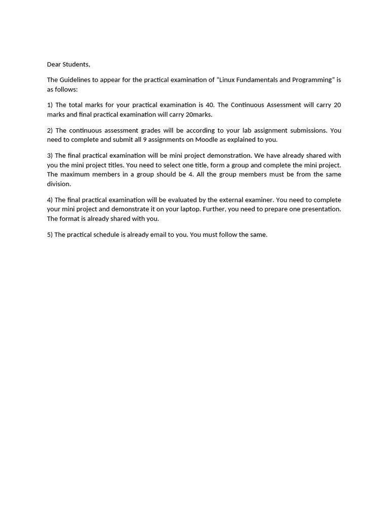 Instructions For Final Practical Examination | PDF