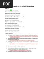 Sonnet 18 - Exam Bank Questions and Suggested Answers | PDF | Literary Criticism | Sonnets