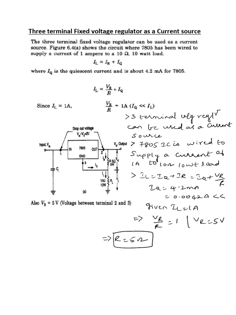 Three Terminal Fixed Voltage Regulator As A Current Source | PDF