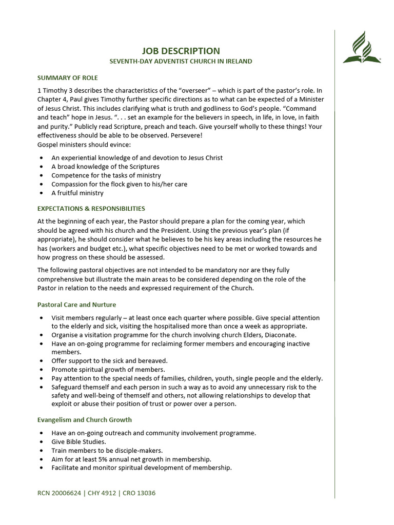 Job Description - Pastor ROI | PDF | Jesus | Pastor