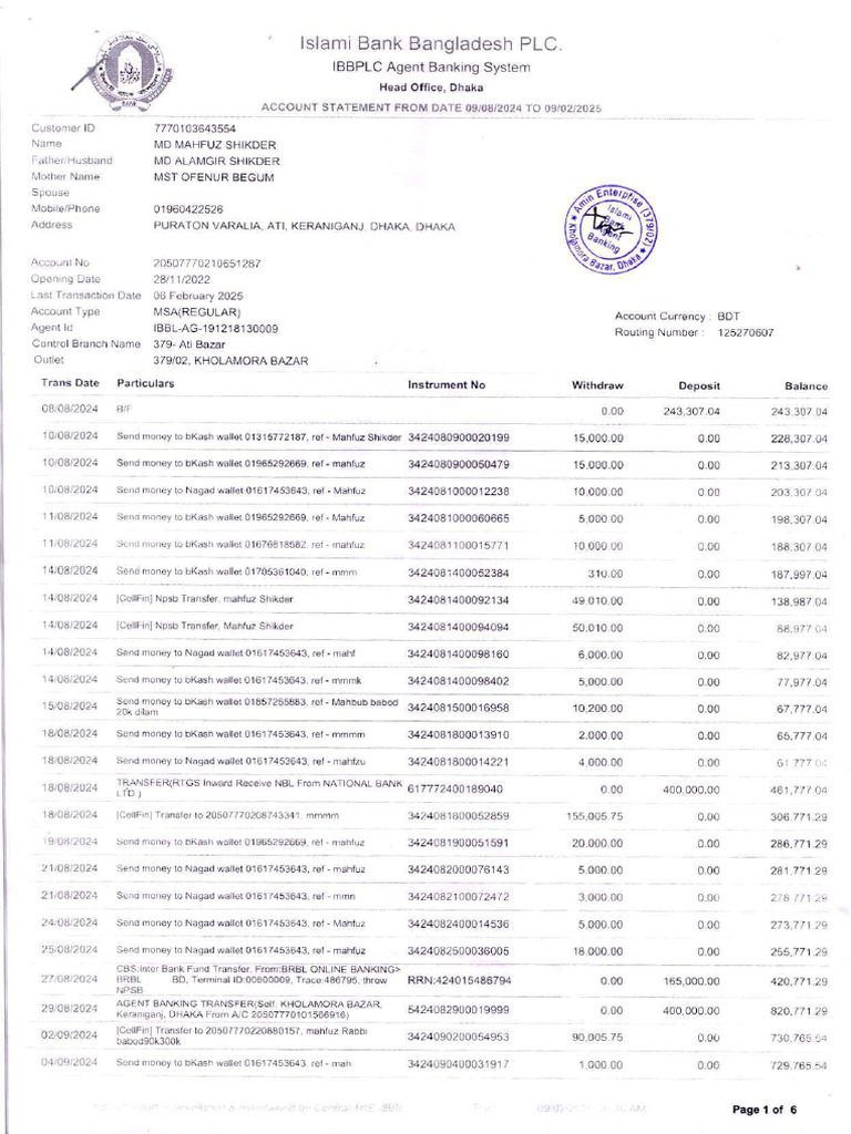 Islami Bank Statement | PDF