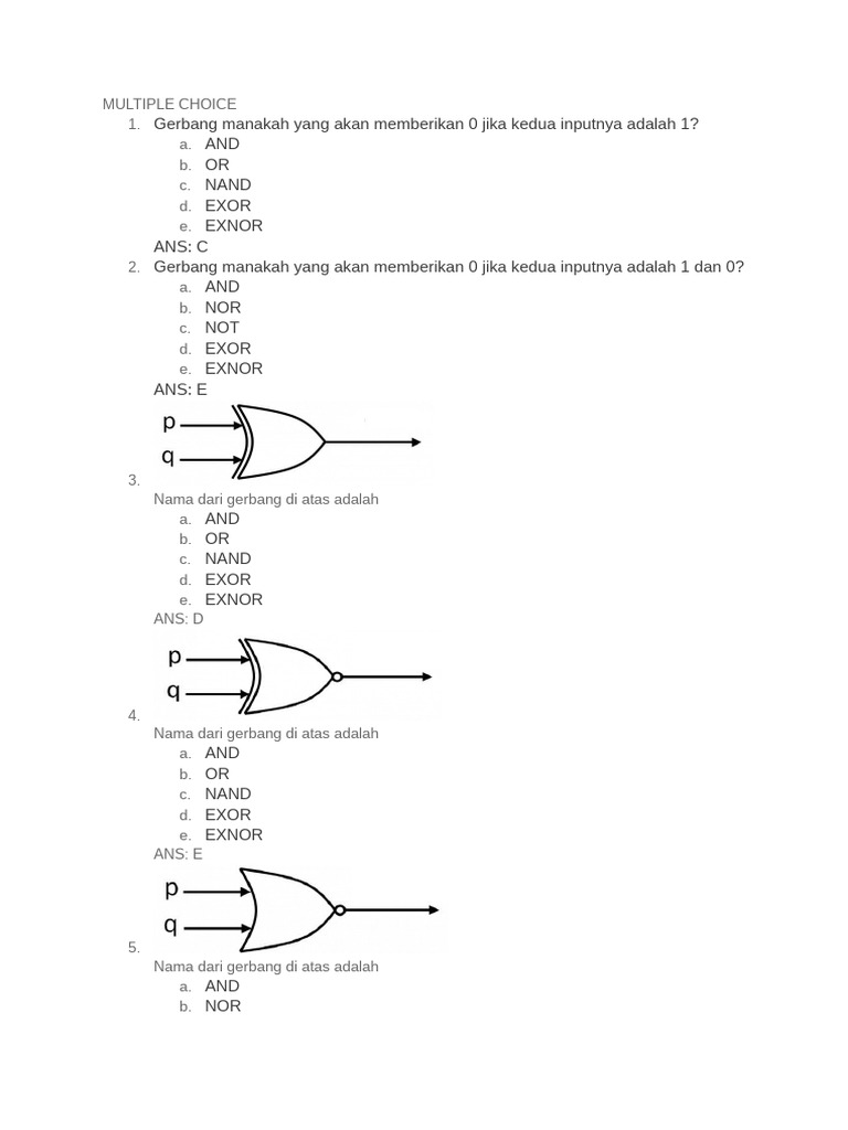 Soal Latihan Gerbang Logika2 | PDF