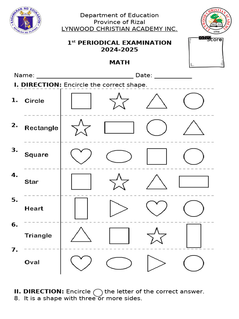 1st Periodical Test in MATH | PDF