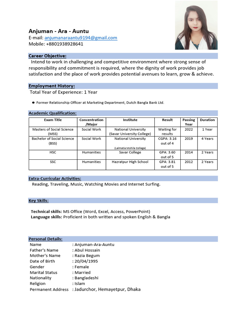 Anjuman CV | PDF