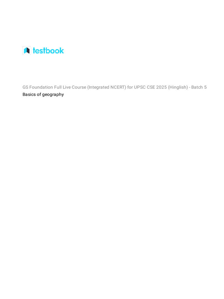 Basics of Geography - Notes | PDF