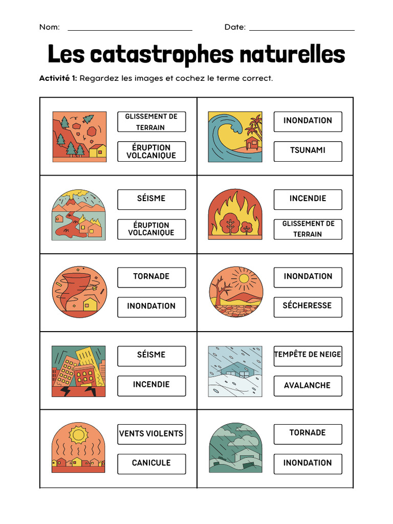Activités sur les Catastrophes Naturelles | PDF | Catastrophes ...