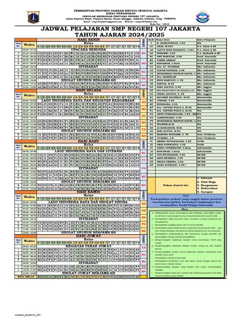 JADWAL KBM 2024-2025 Semester Genap | PDF
