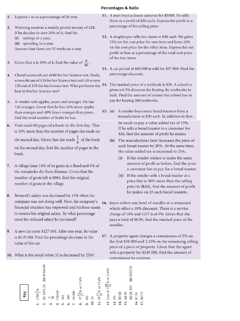 Percentages_and_Ratio | PDF