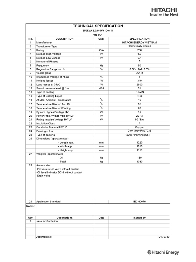 DTS_250kVA Rev1 | PDF | Transformer | Manufactured Goods