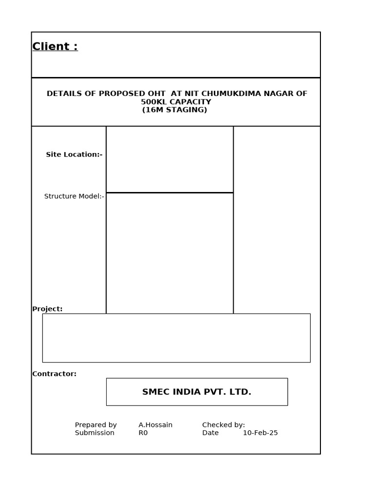 Design Details of 500KL OHT at NIT Chumukdima | PDF | Bending | Beam (Structure)