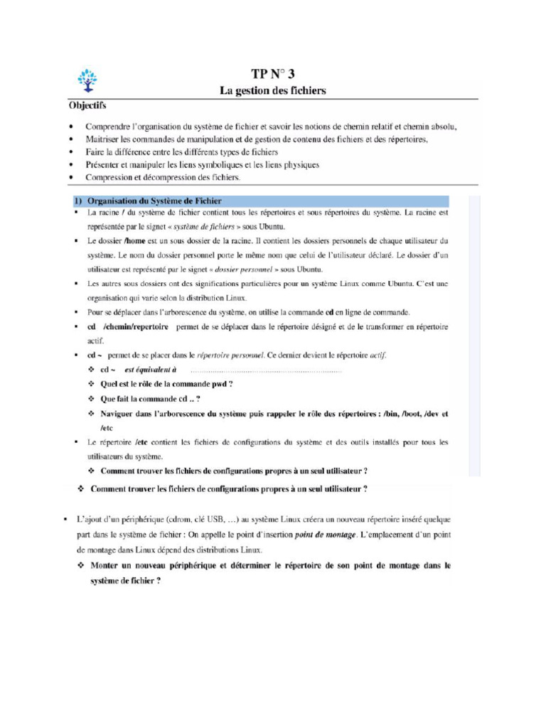 TP3 Sur Linux | PDF