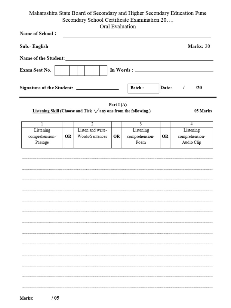 10 Board Oral Answersheet | PDF