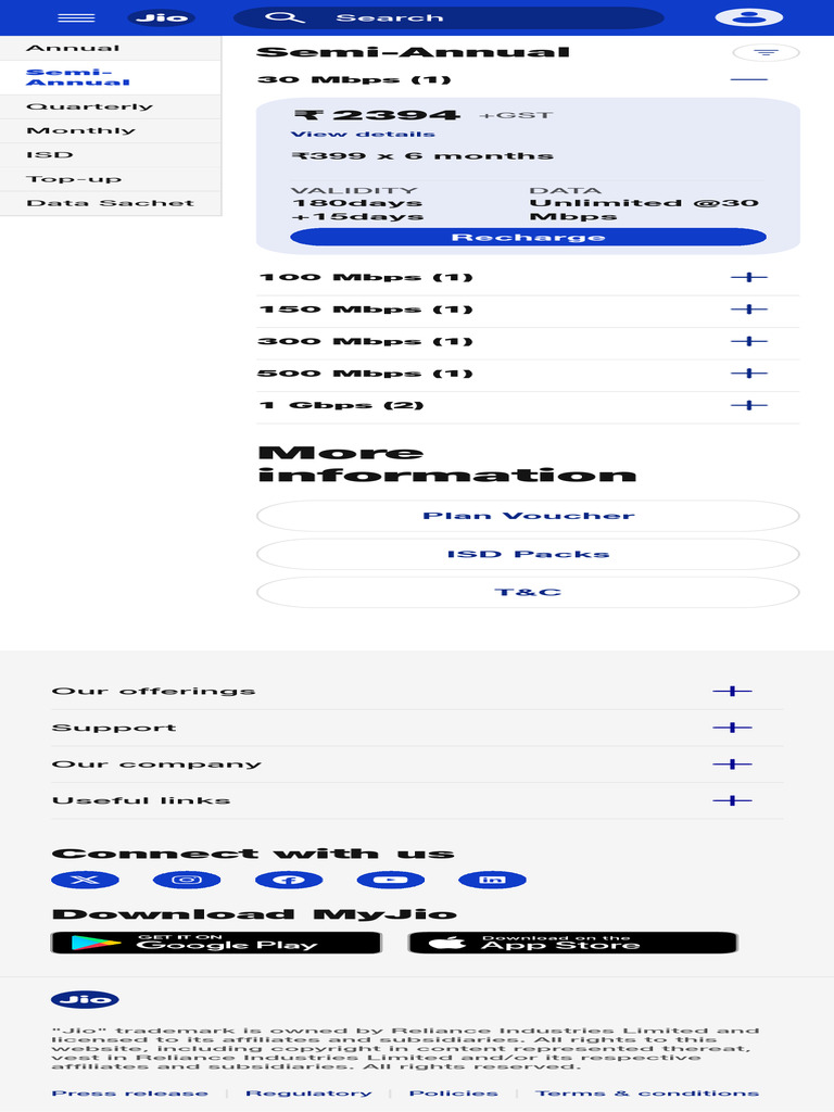 Prepaid Broadband Plans & Offers - JioFiber Prepaid Plans | PDF