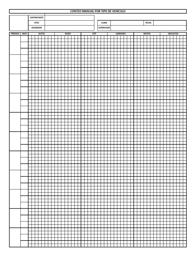 Formato Conteo Manual Tipo de Vehículo x3 | PDF