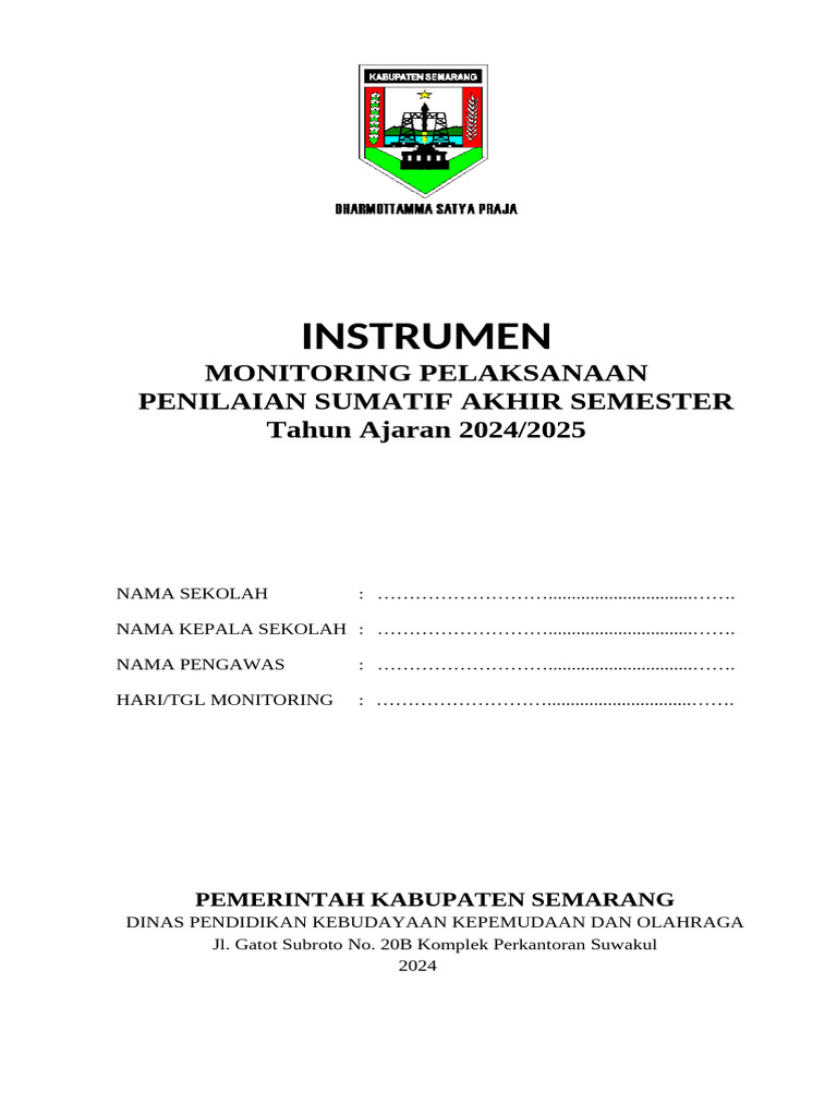 Instrumen Monev Psas 2024 - 2025 | PDF
