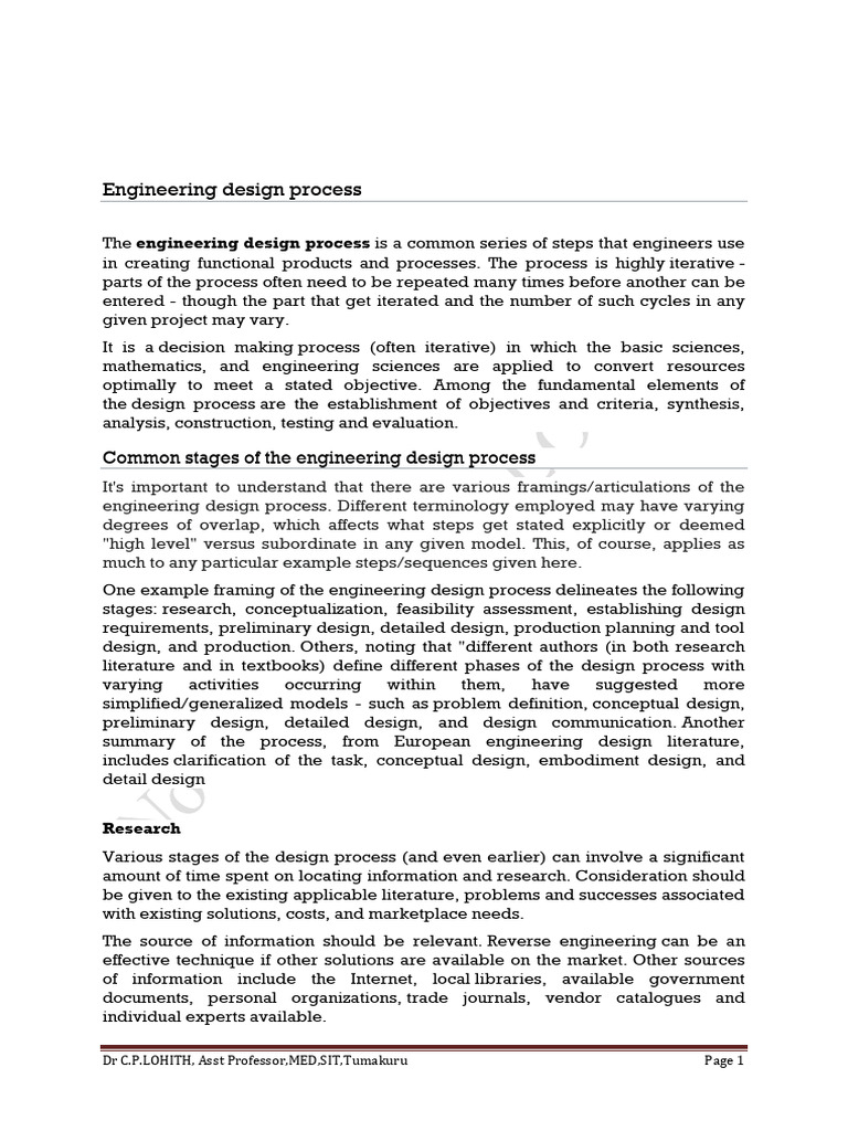 Engineering Design Process Overview | PDF | Engineering Design Process | Systems Engineering