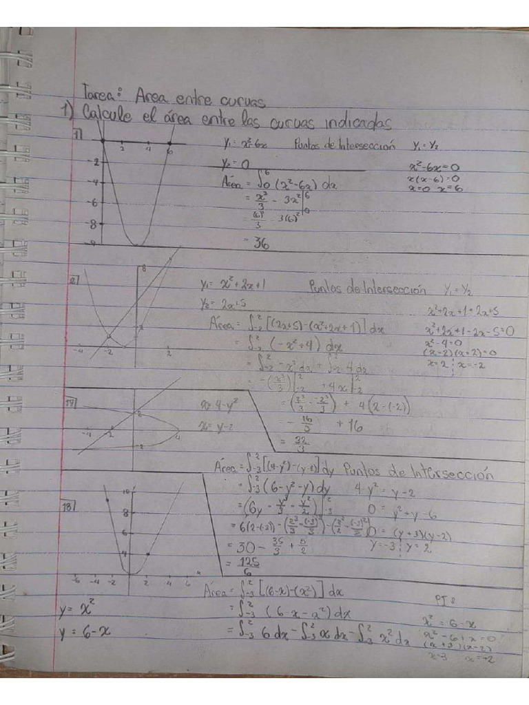 01) Tarea Area Entre Curvas | PDF