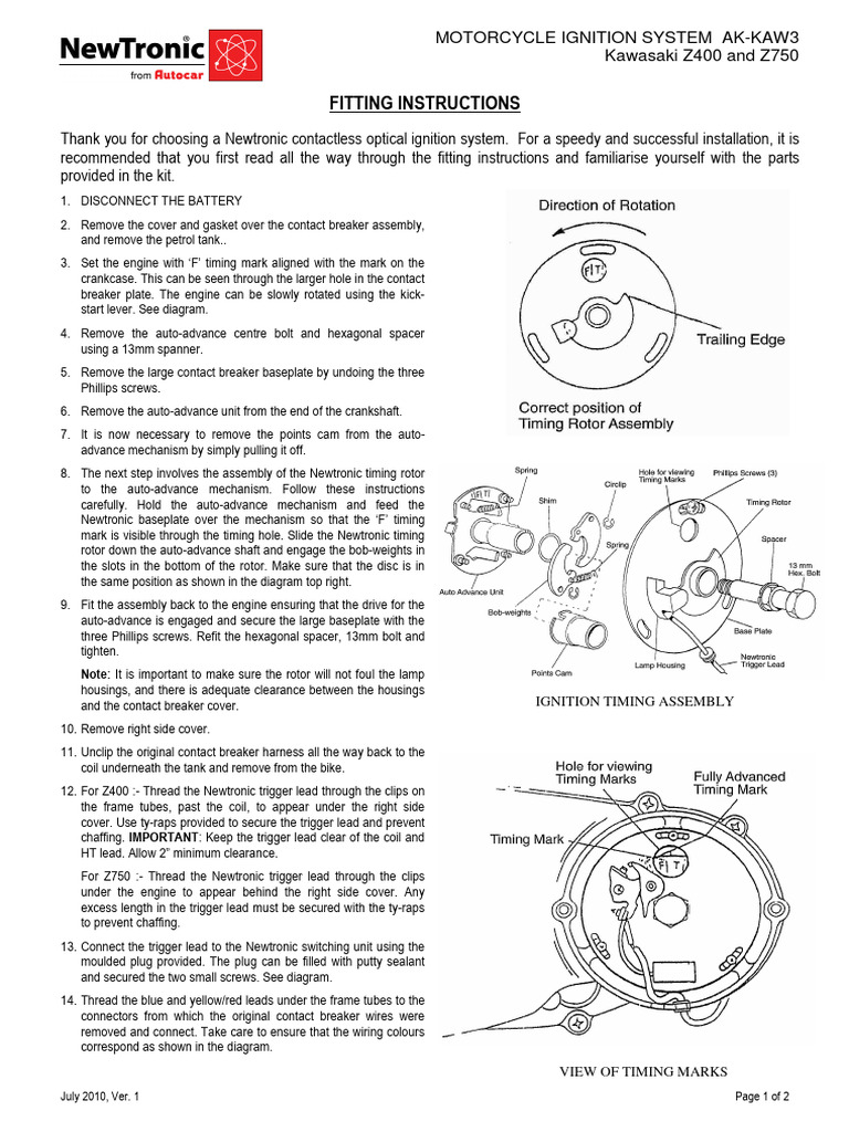 Newtronic Ignition Kit for Z400/Z750 | PDF | Electrical Connector | Screw