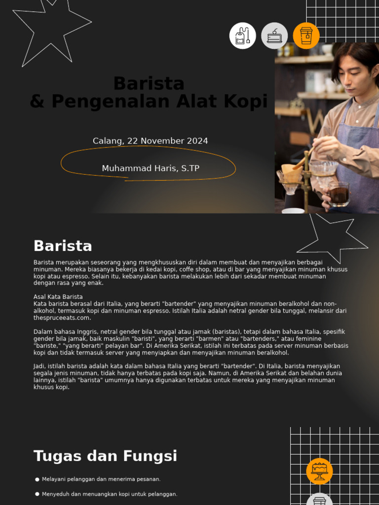 Barista Dan Pengenalan Alat Kopi | PDF