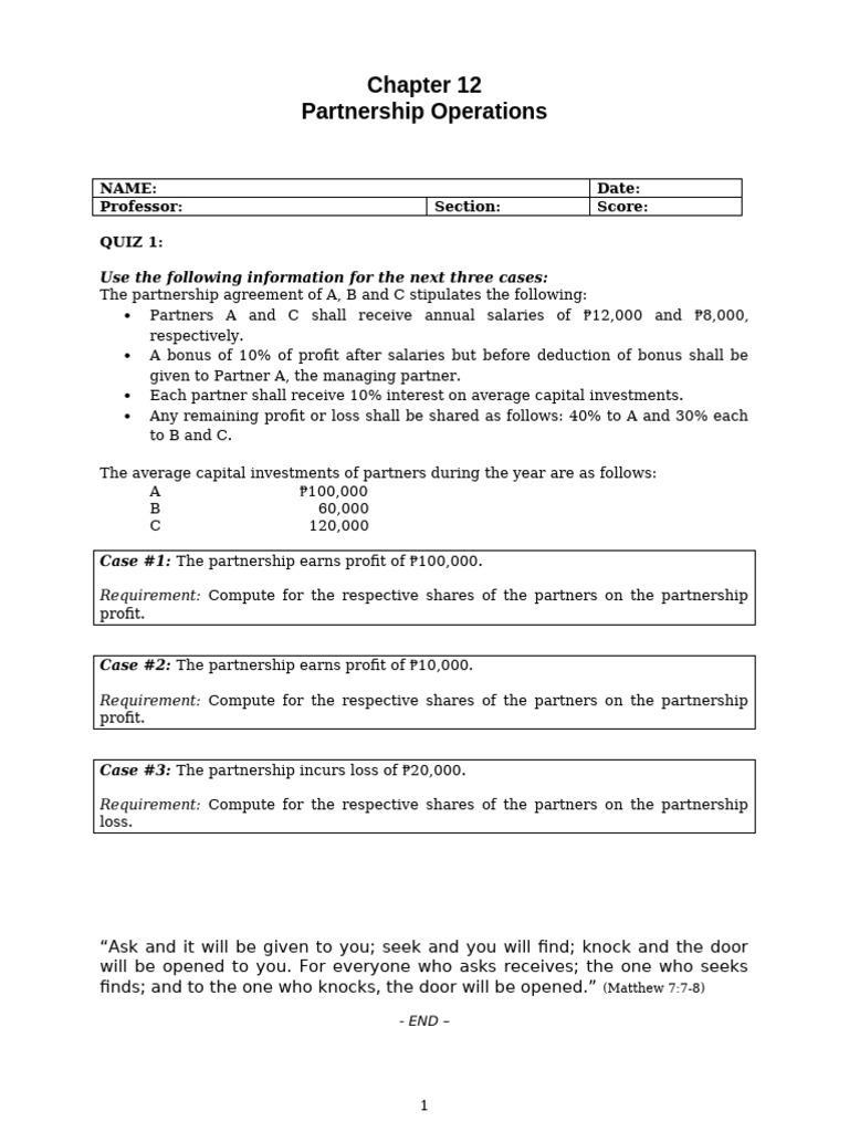 PARTNERSHIP OPERATIONS | PDF | Partnership | Economies