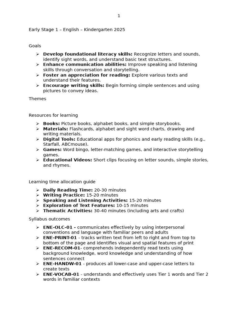 Stage 1 English - Immanuel's Educational Program | PDF | Applied ...