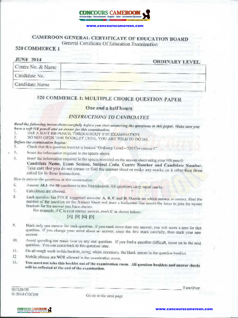Concours Cameroon Official Website | PDF
