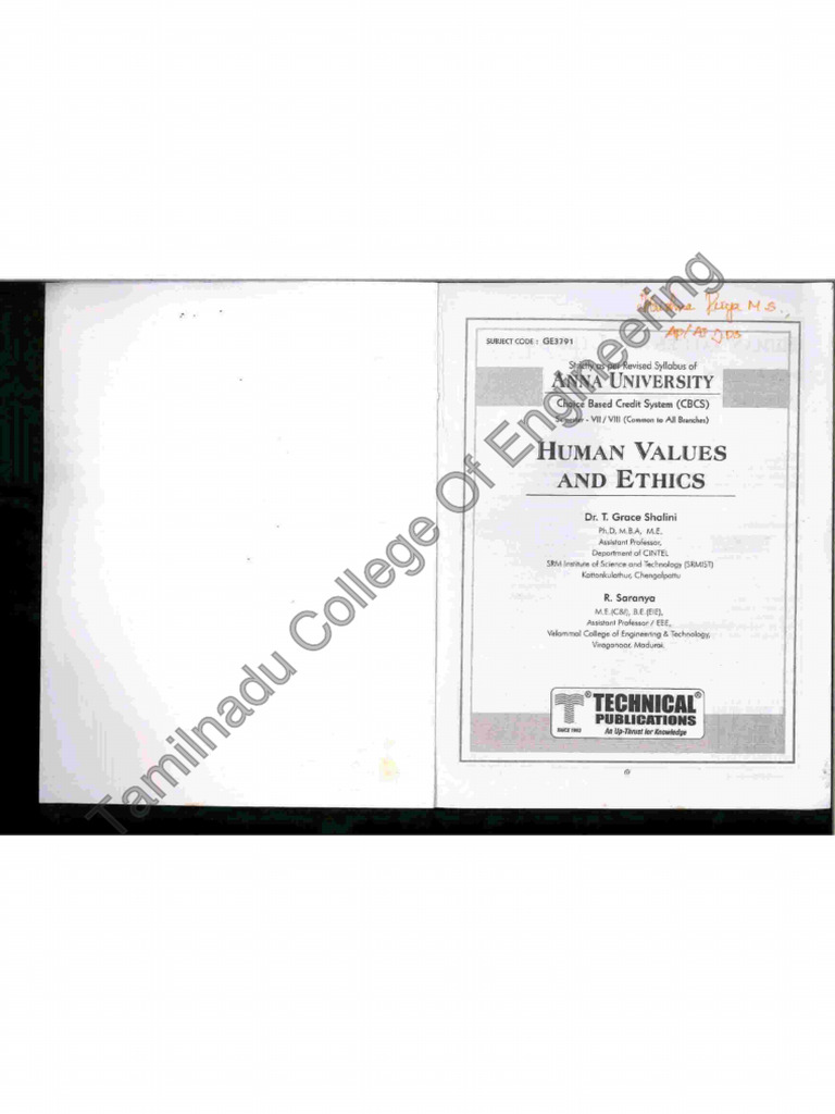 Human Values and Ethics Syllabus GE3791 | PDF | Liberty | Social Equality